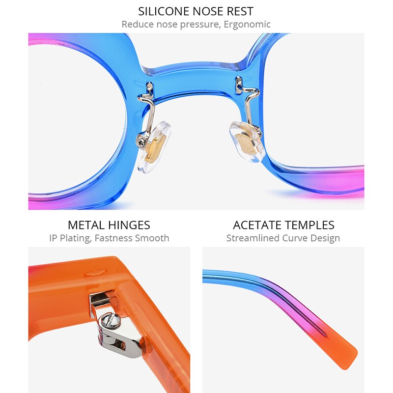 HEPIDEM Multicolor Acetate Glasses Frame Men Square Round Eyeglasses Women Spectacles Eyewear 9260